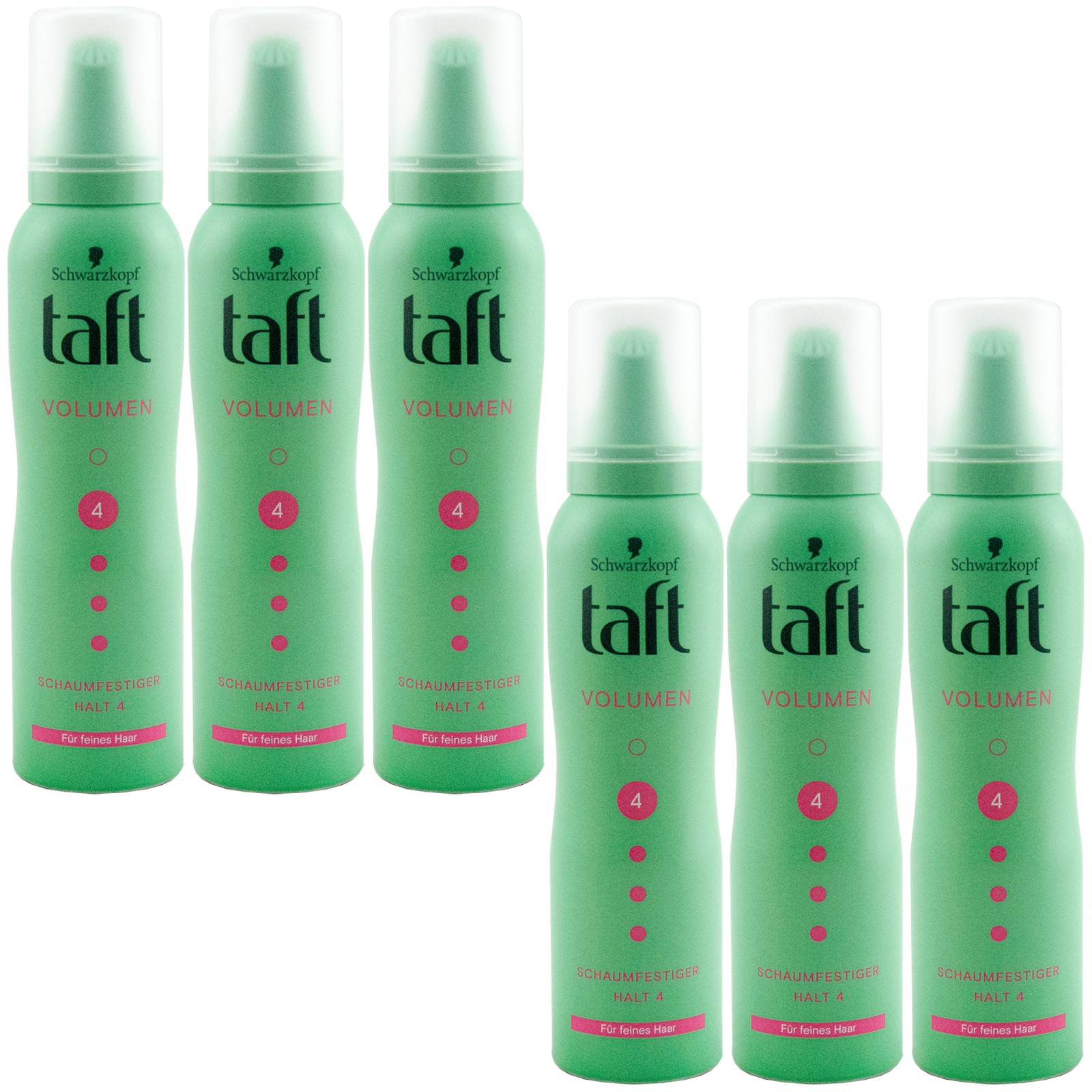 Taft Mousse Volume 6 X 150ml Hold Level 4 - for Fine Hair - Styling ...