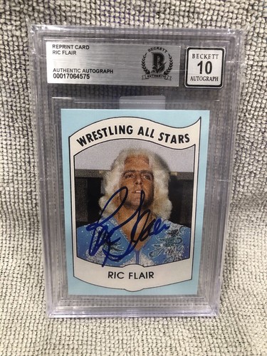 Ric Flair Signed Autographed Rookie Reprint Card Beckett Auto 10 Nature ...