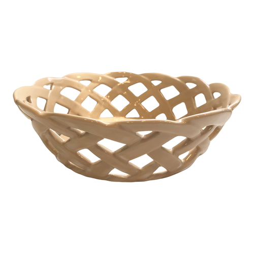 Temptations Bread Basket Ceramic Beige Reticulated Round | eBay