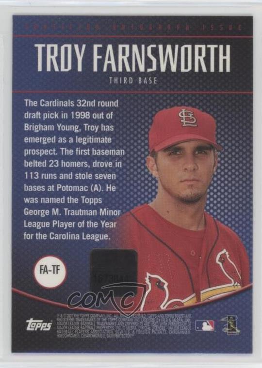 2001 Topps Finest - Authentic Autograph #FA-TF Troy Farnsworth (AU, RC ...