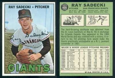 (51570) 1967 Topps 409 Ray Sadecki Giants-NM | eBay