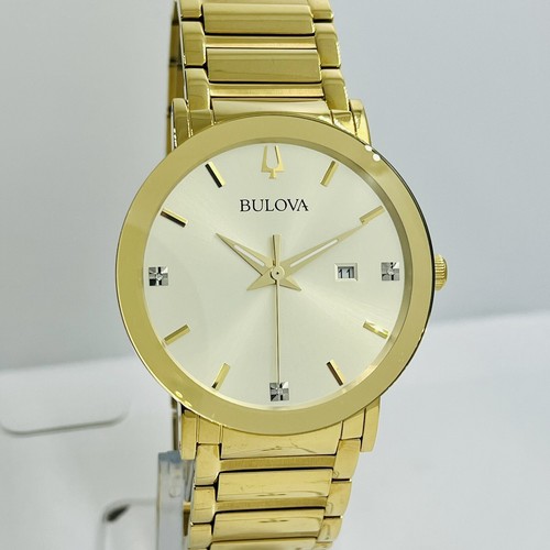 Bulova Men's Futuro All Gold Diamond Accent Stainless Steel 42mm Watch ...