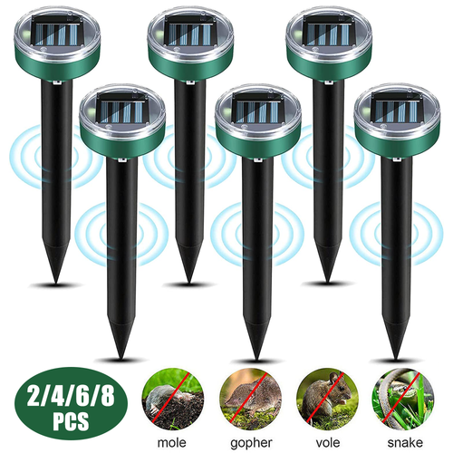 4x Ultrasonic Solar Mole Rat Repellent Pest Scarer Deterrent Repeller ...