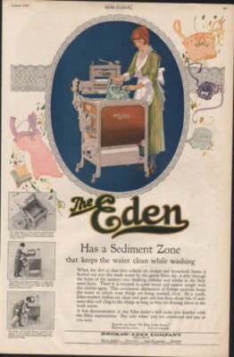 1920 BROKAW EDEN WRINGER WASHING MACHINE CLOTHING HOME DECOR LAUNDRY AD ...