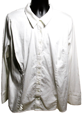 Maurice's White Satin Sheen Long Sleeve Button Front Blouse Plus Size 3 ...