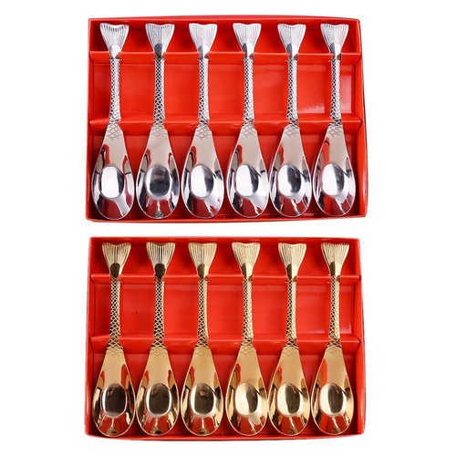 Stainless Steel Fish Scale Spoon Creative Fishtail Fortune Coffee ...