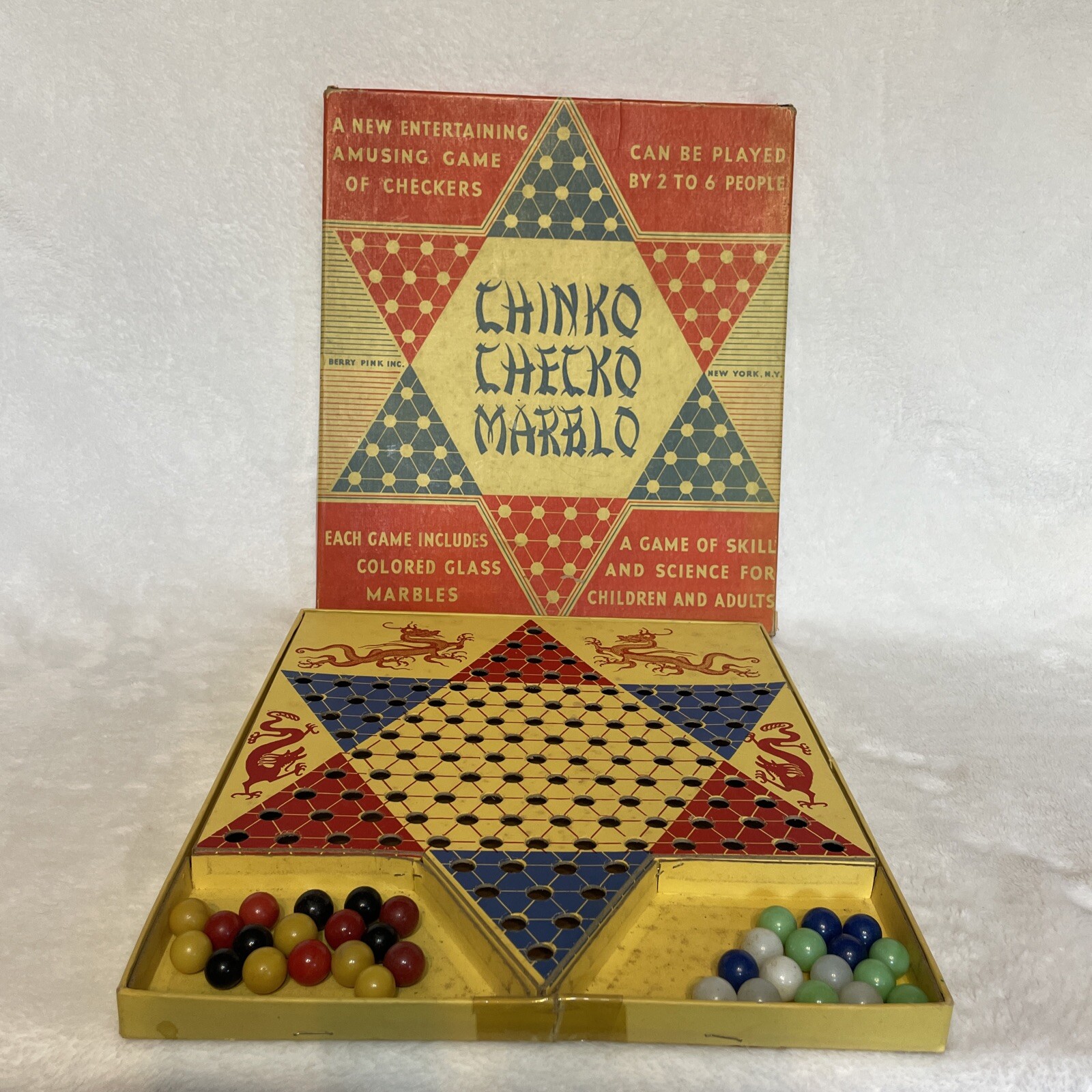 VINTAGE CHINKO CHECKO MARBLO CHINESE CHECKERS BOARD GAME, Missing ...