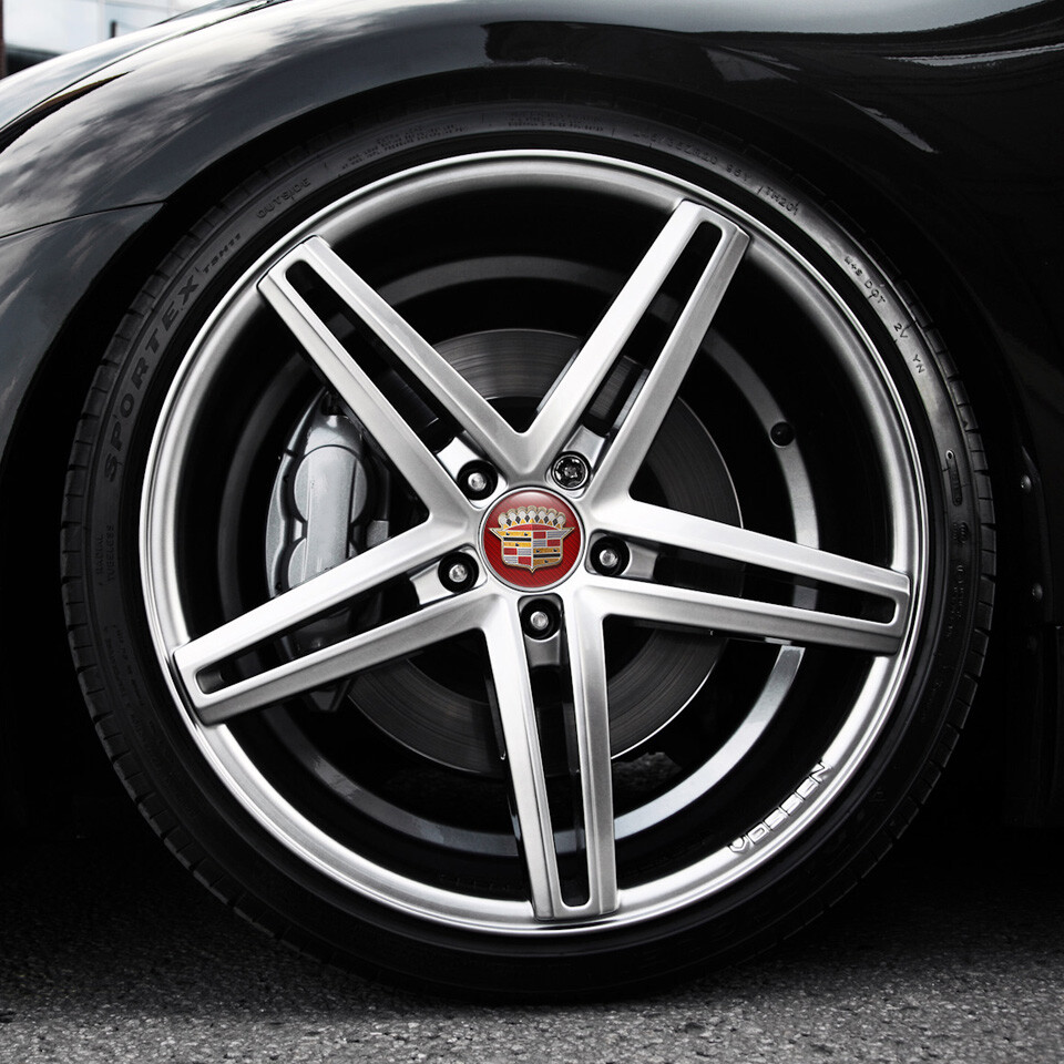 4x Center Wheel Cap Decals Silicone Cadillac Emblem Rims Logo Stickers ...