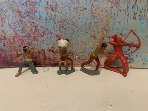Lot Vintage Plastic little Native American Indian Figures toys Hong ...