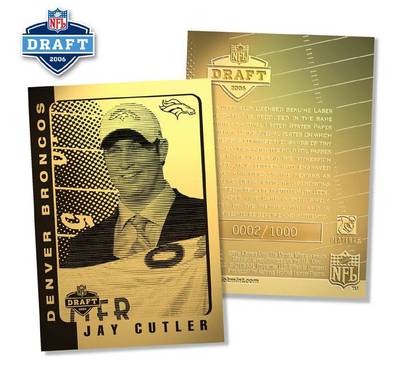 JAY CUTLER 2006 Laser Line Gold Card ROOKIE Draft Pick NFL #/1,000 ...
