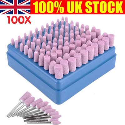 100x Abrasive Mounted Point Grinding Stone Bit Set For Dremel Drill ...