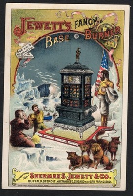 Jewett's Base Burner stove trade card | eBay