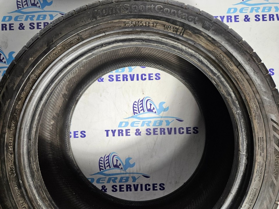 255/45R17 98W CONTINENTAL CONTISPORTCONTACT 6mm+ TREAD TYRES 2X (PAIR ...