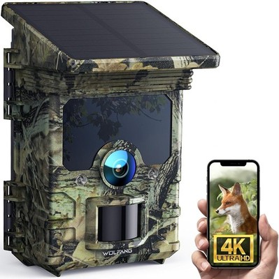 WOLFANG Wildlife Camera WiFi Bluetooth 68MP 4K30fps Solar Trail Camera ...