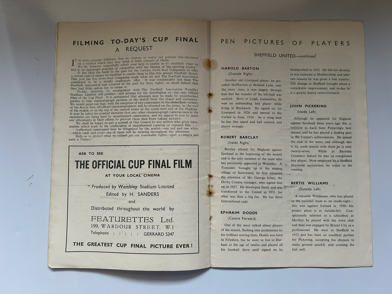 1936 FA CUP FINAL ARSENAL V SHEFFIELD UNITED | Grelly UK