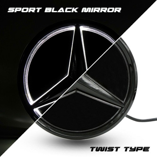 Glowing Car Led Logo Light Emblem Grille Badge Black For Benz New E ...