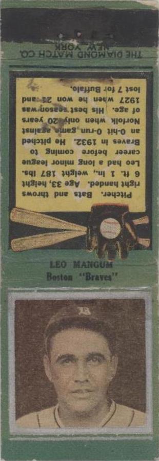 1934 Diamond Matchbooks - U1 Leo Mangum for sale online | eBay