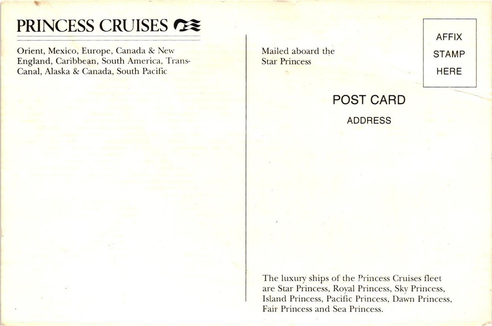 Vintage Postcard 4x6- STAR PRINCESS, PRINCESS CRUISES | eBay
