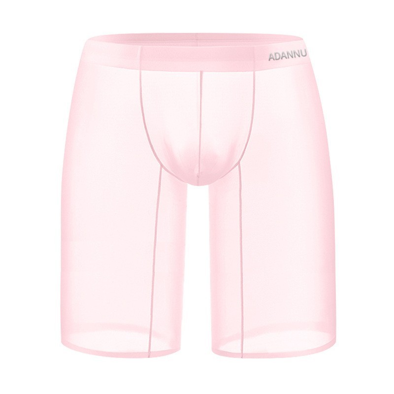 Men's Transparent Pouch Long Boxer Underwear Sexy Ultra Thin Trunks ...