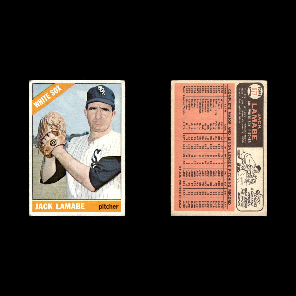 Jack Lamabe #577 1966 Topps HIGH NUMBER Chicago White Sox Baseball Card ...