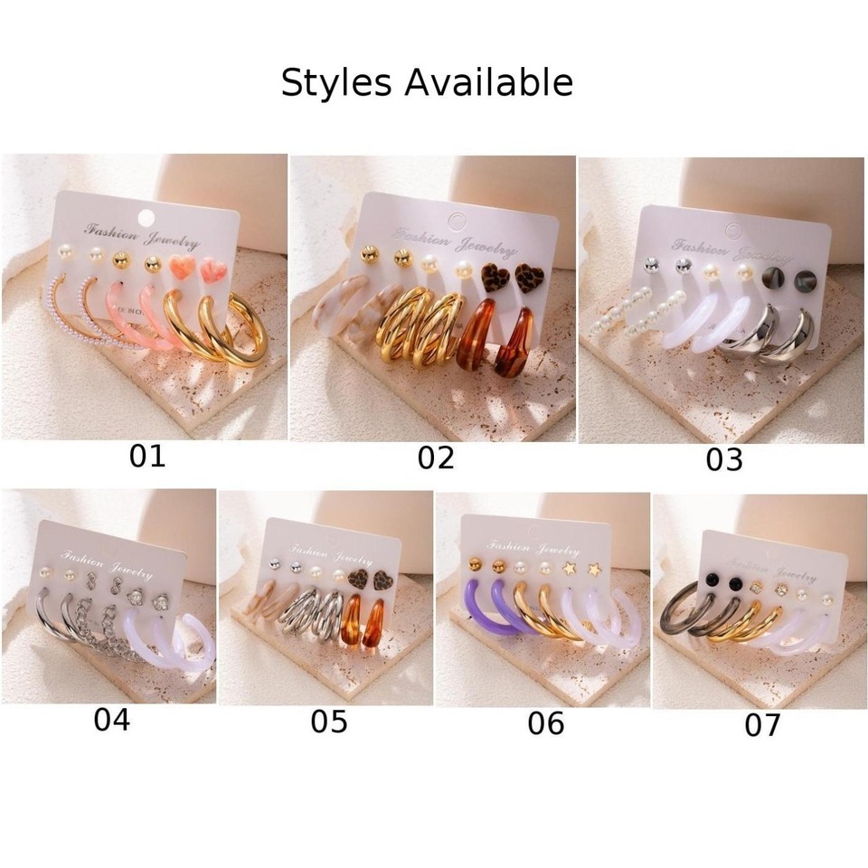 Gold Amber Circle Earrings Set Lightweight Jewelry Suitable For Various ...