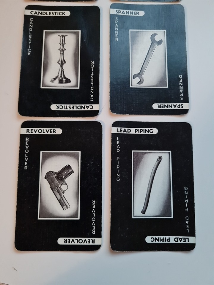 Cluedo Vintage Weapons Cards 1965 Original Waddingtons Full 6 Cards ...