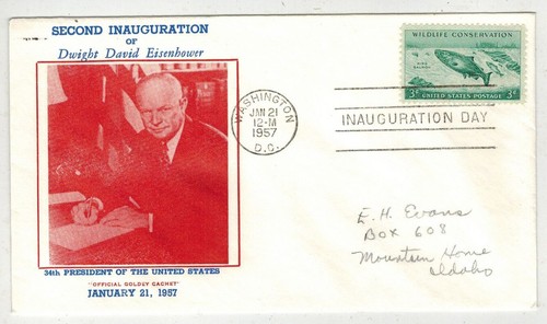 1957 DWIGHT D EISENHOWER 2ND INAUGURATION 1/21/57 RARE GOLDEY CACHET | eBay