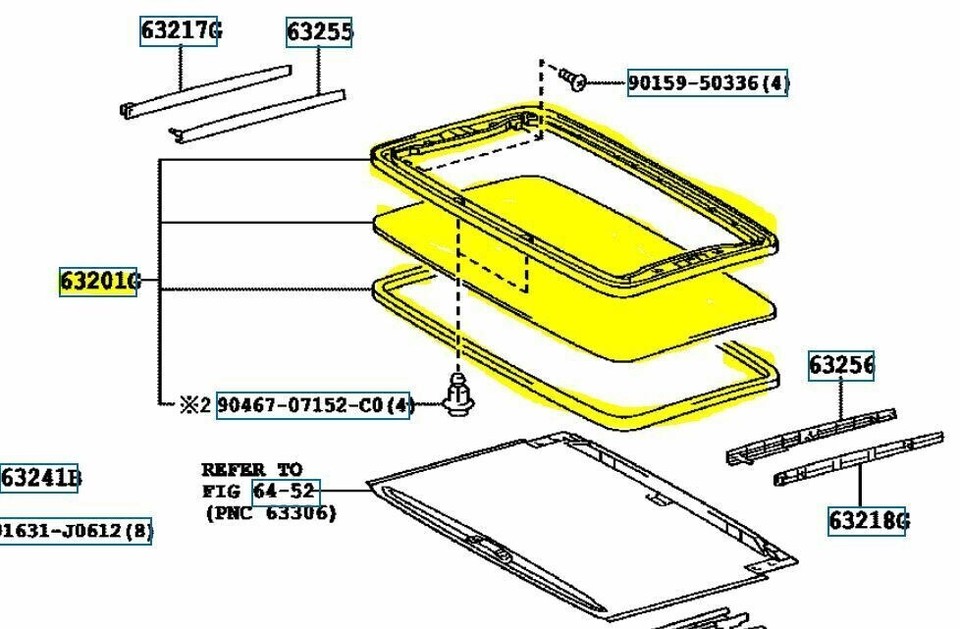 Genuine Toyota 63201-35084 Glass Sub-Assy Sliding Roof 6320135084 OEM ...