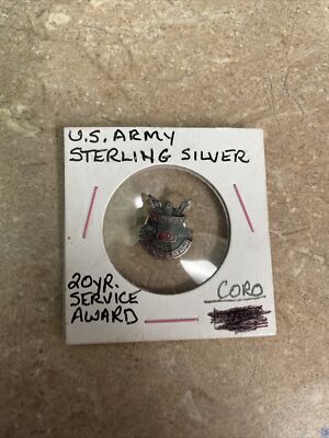 Vtg U.S. Department of ARMY 20 YEAR SERVICE award STERLING SILVER SCREW ...