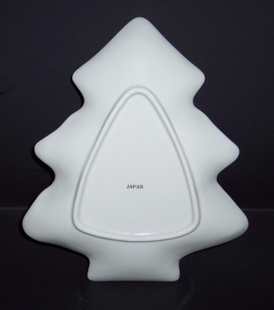 Vintage Christmas Tree Shaped Candy Nuts Ceramic Porcelain Dish Made In ...