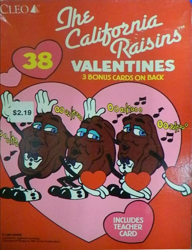 Vintage California Raisins Rare Collectible Box of 38 Valentines 1988 ...