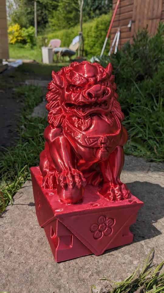 Foo Dog - Fu Dog Chinese Statue - Guardian Lion Statue - Red Foo Dog ...