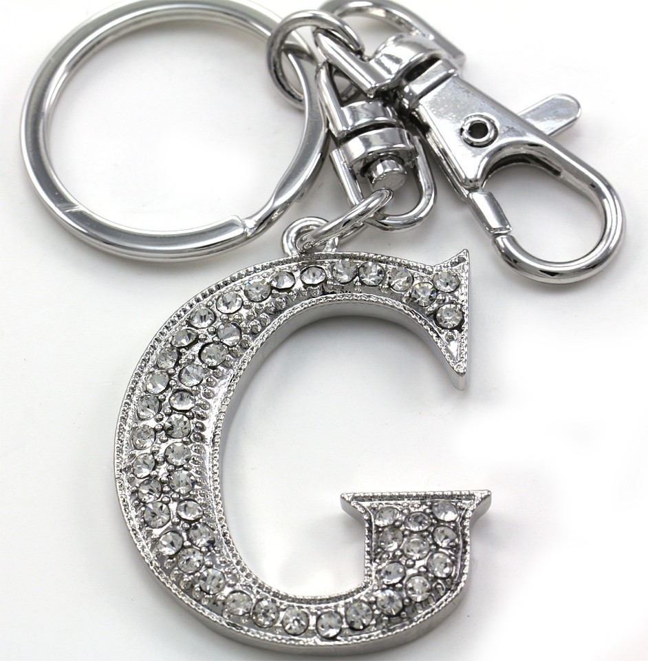 Clear Name Alphabet Initial Letter A-Z Car Keychain Key Ring Wedding ...