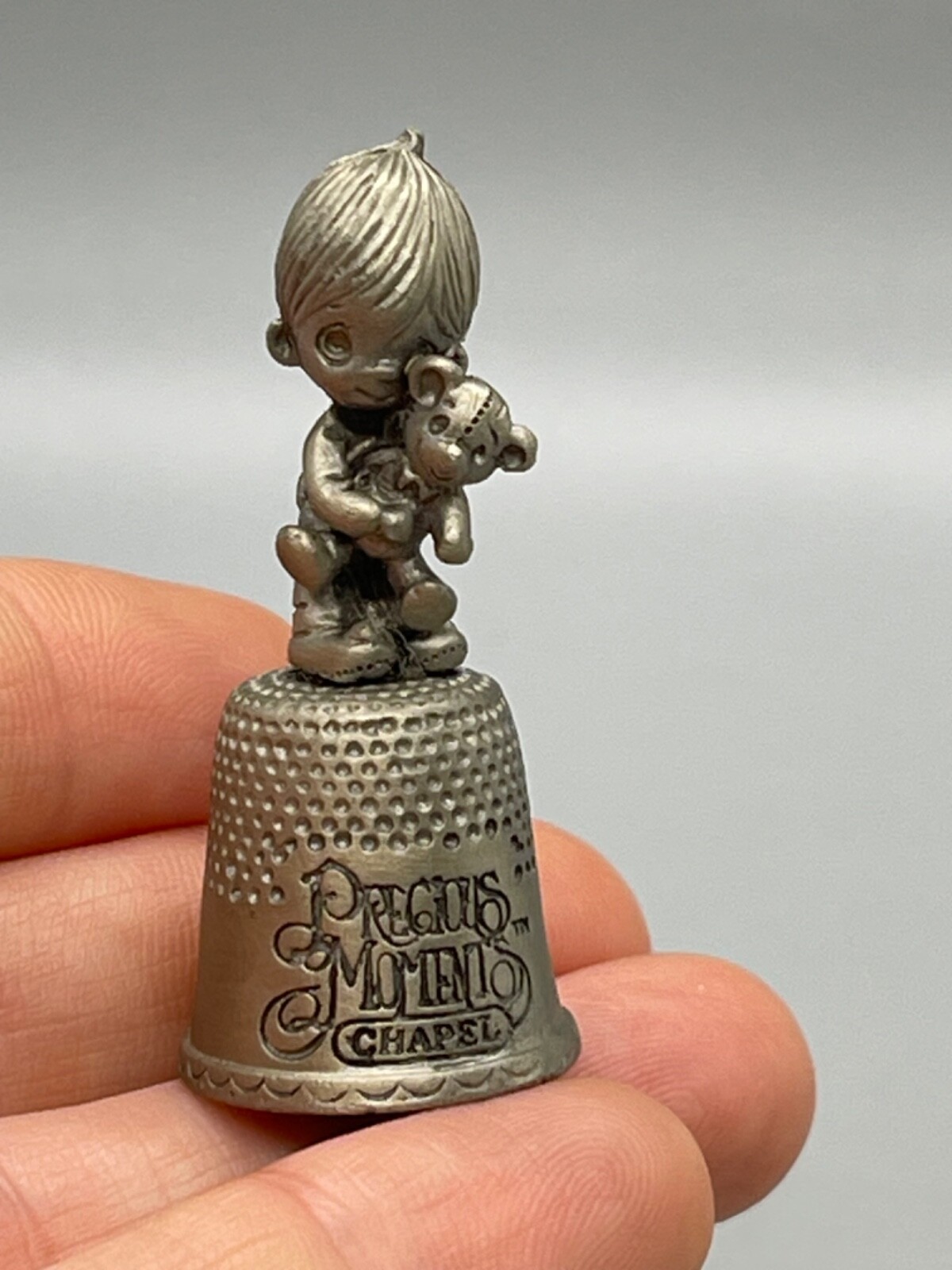 Vintage Thimble Pewter Boy Toy Teddy Bear Precious Moments | eBay