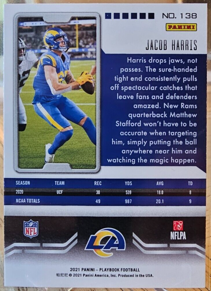 2021 Panini Playbook Rookie Jacob Harris #138 Los Angeles Rams | eBay
