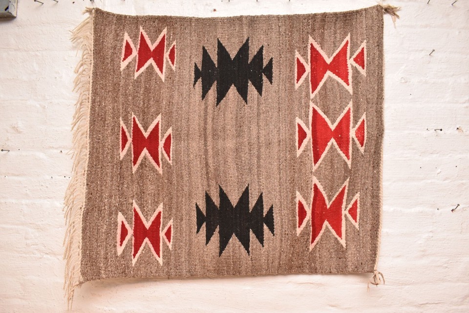 Antique Navajo Rug Textile Native American Indian 33x28 Weaving Vintage ...