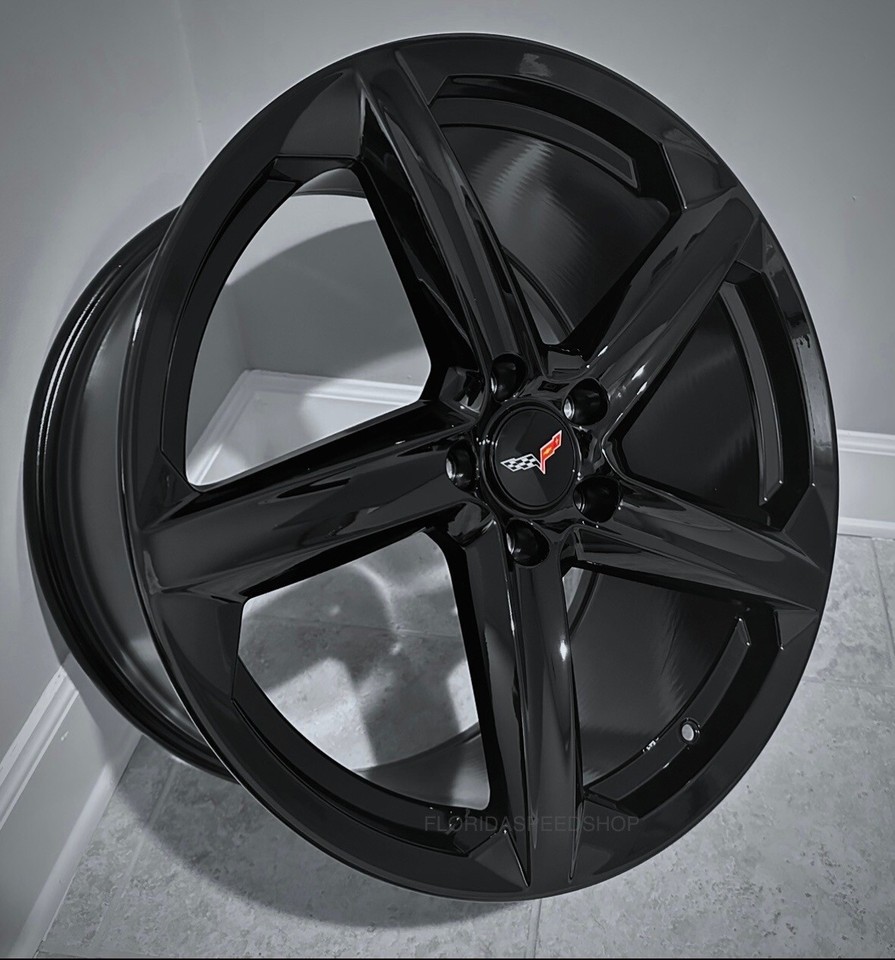 GLOSS BLACK C8 Z06 CORVETTE WHEELS 18/19" FITS: 2005-2013 C6 BASE/Z51 ...