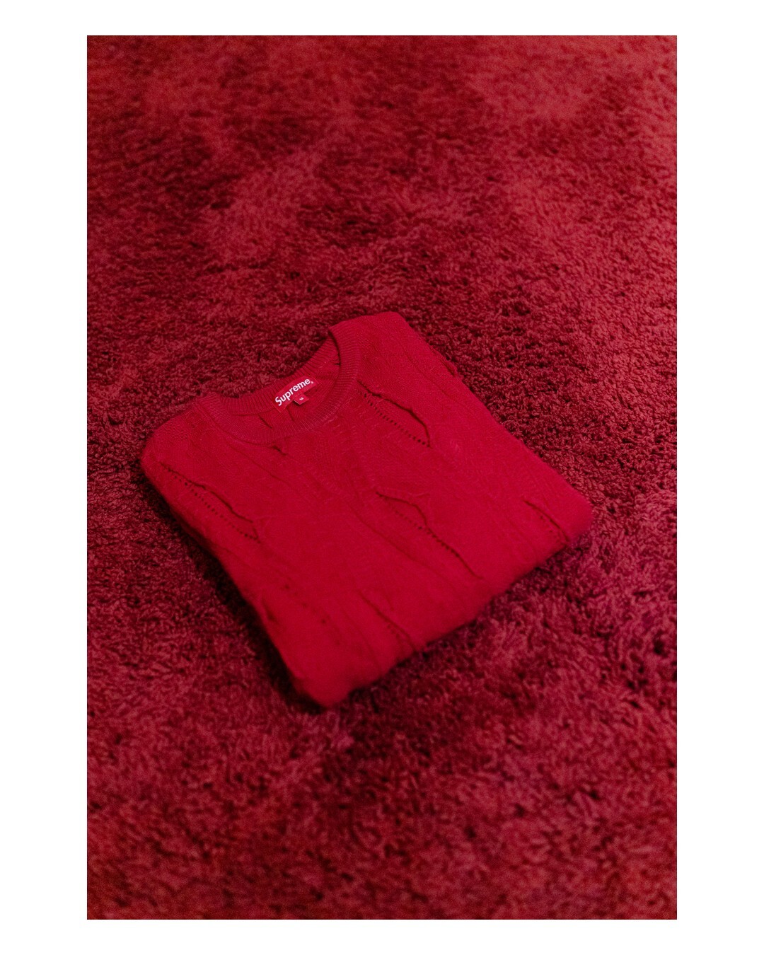 SUPREME TEXTURED PATTERN SWEATER SIZE M RED / RARE / MINT | eBay