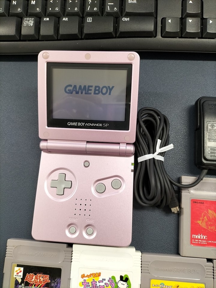 L5759 Nintendo Gameboy Advance SP console Pearl Pink Japan GBA w/game ...