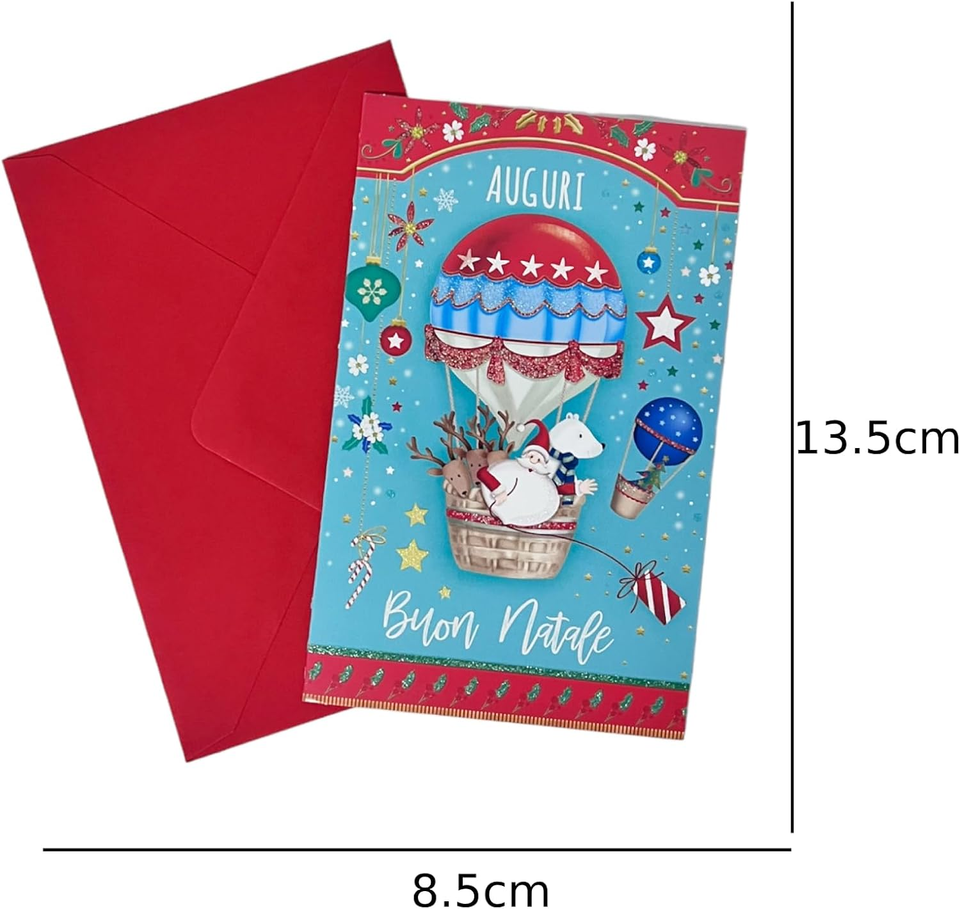 Set Da 24 Pezzi Biglietto Natalizio Italiano Auguri Natale 12 Biglietti ...