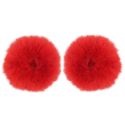 2pcs Pack Furry Faux Fur Hair Scrunchies Artificial Fur Hair Bobbles ...