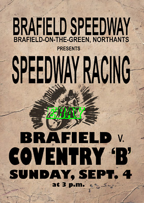 Brafield Speedway Retro Aged Look A4 Size Poster Print | eBay
