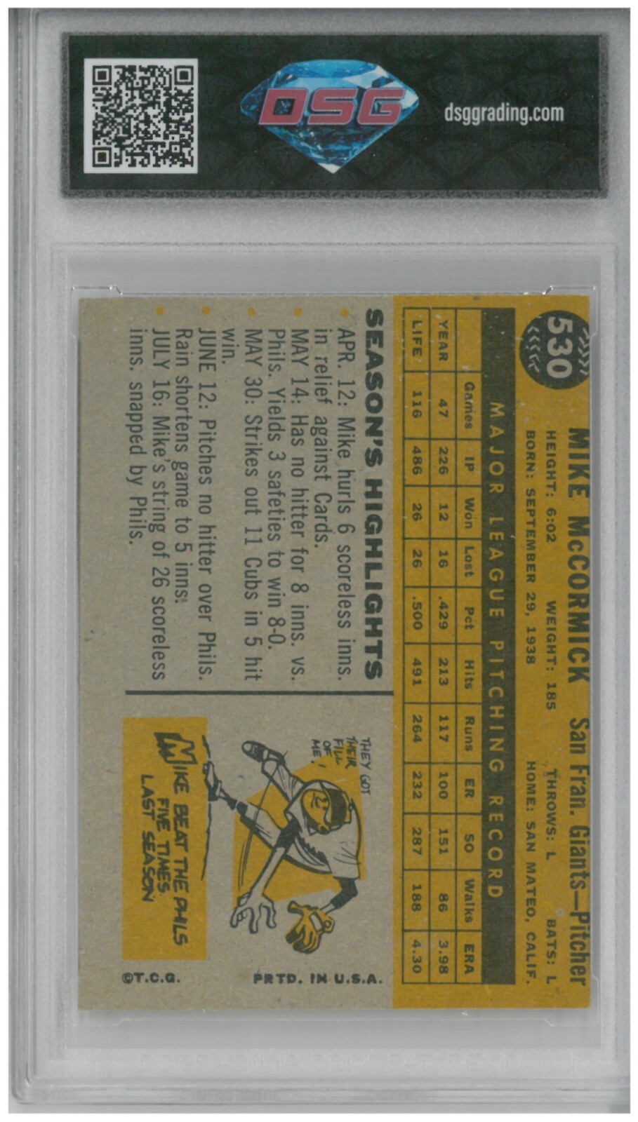 1960 Topps - High # Mike McCormick #530 for sale online | eBay