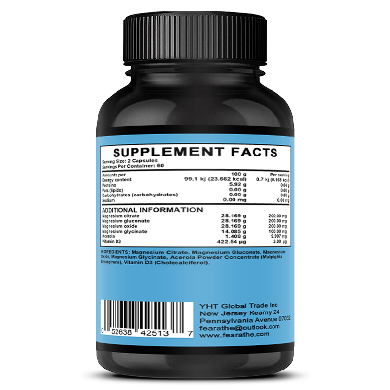 4-in-1 Magnesium Complex Supplement - Glycinate, Gluconate Capsules ...