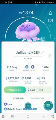 Pokémon Shiny Female Jellicent ( Frillish Evolution ) GO | eBay