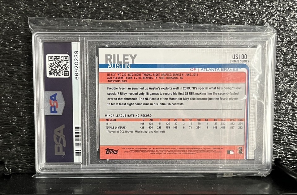 2019 Topps Update Batting #US100 Austin Riley RC Braves PSA 9 MINT-Item ...