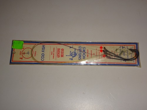 vintage Mustad Snelled Hooks Size 8/0 Cod Fish Jeros Tackle 3 Hooks In ...