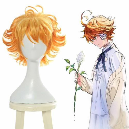 The Promised Neverland Emma Cosplay Wig Orange Ombre Hair Short Wavy ...