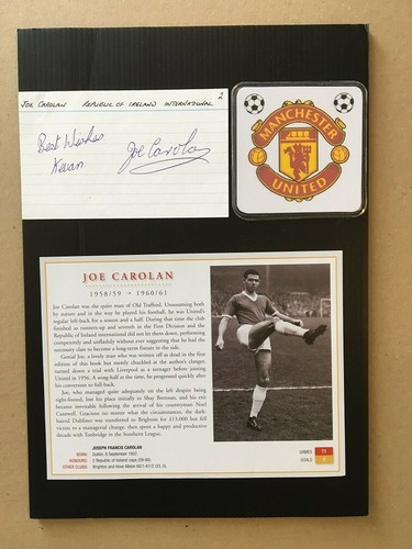 Signed card & unsigned picture of JOE CAROLAN the MANCHESTER UNITED ...