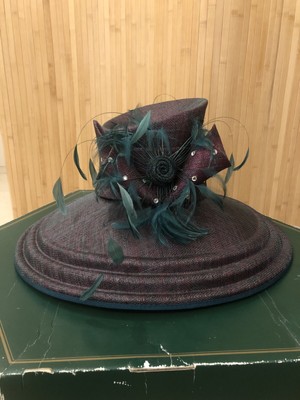 Capellini Condici Purple Teal Mother Of The Bride Ascot Hat 12 | eBay